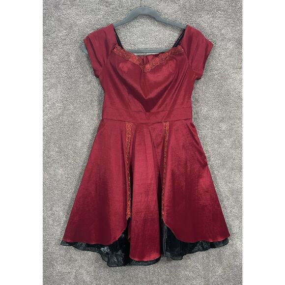 Modcloth | Dresses | Mod Cloth Dress Xl Knee Length Red Black Ruffle ...